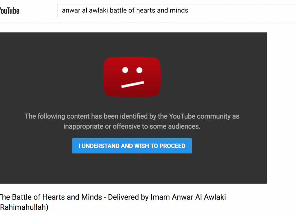 YouTube Inconsistently Applying “Warning Labels” to Awlaki Material ... YouTube Inconsistently Applying “Warning Labels” to Awlaki Material ...